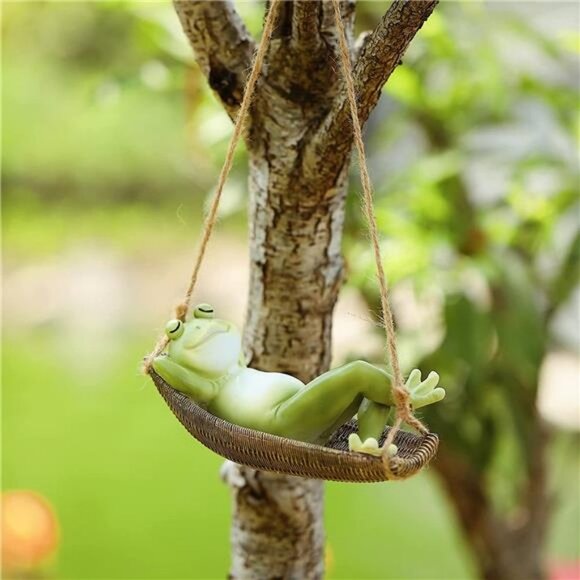 Accents | Frog Statues For Garden Hanging Sleeping Frog Sculptures ...